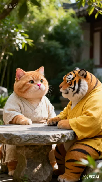 橘猫和虎娃的好兄弟关系 | AI Video